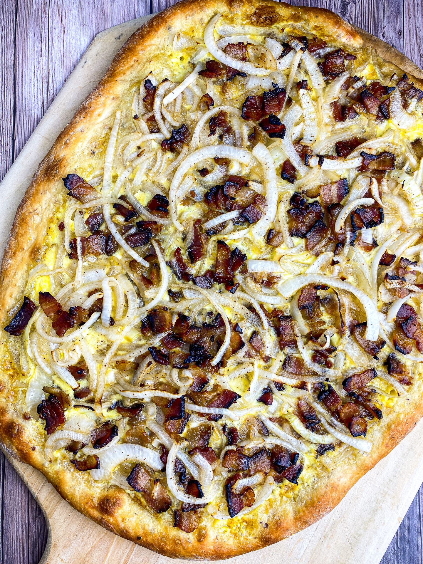 Tarte Flambée (Alsatian Bacon & Onion Pizza) - Tastefully Grace
