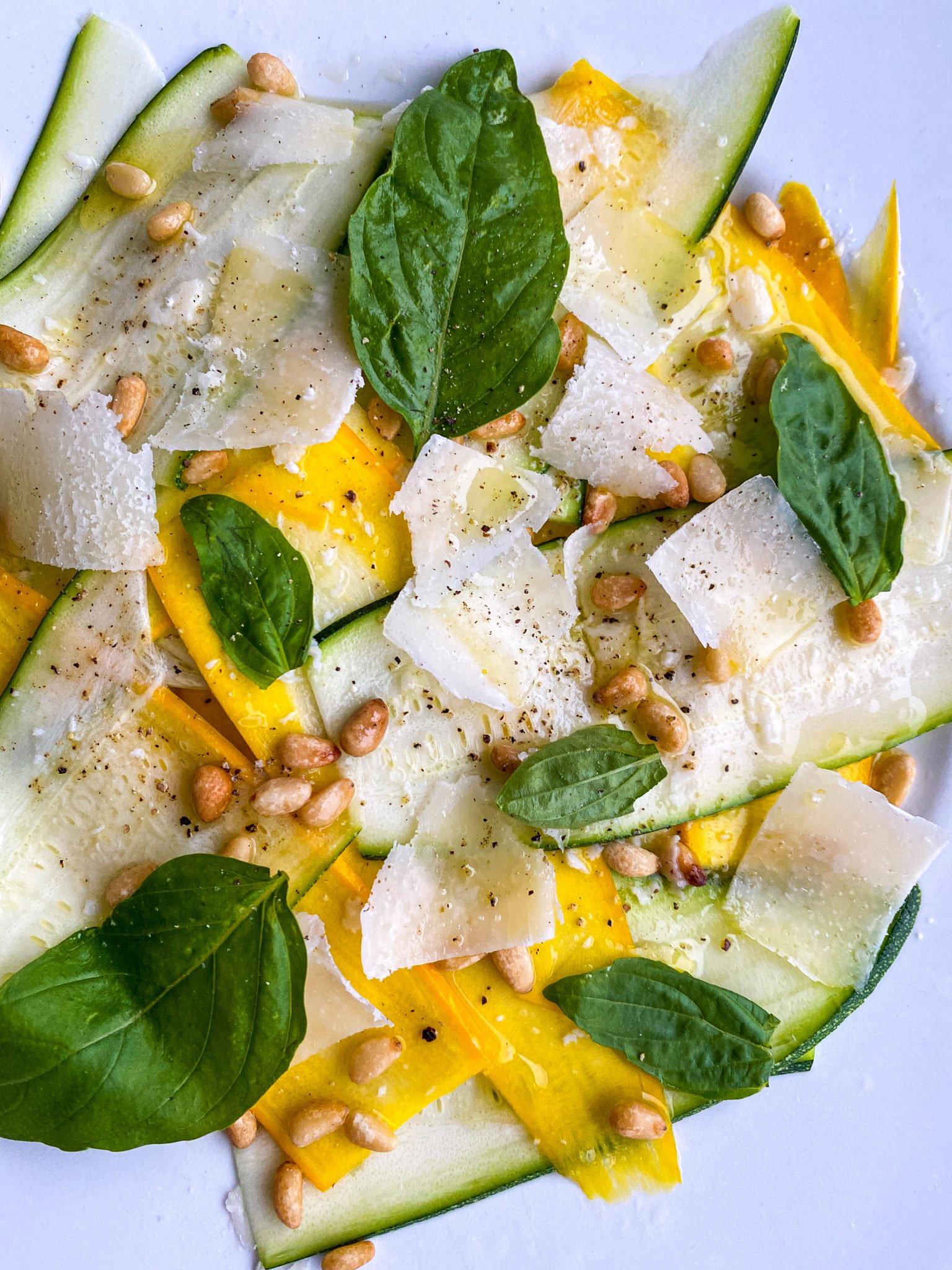 Summer Squash Carpaccio with Toasted Pine Nuts - Tastefully Grace